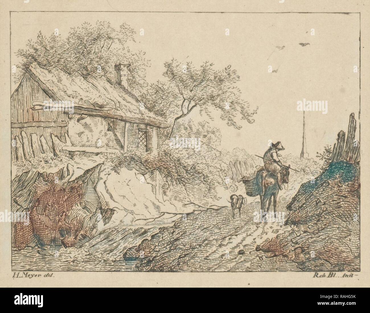 Landscape with a man on a donkey, baron Reinierus Albertus Ludovicus ...