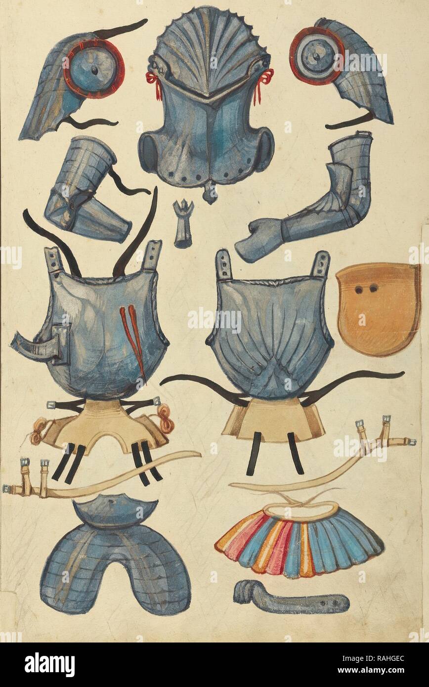 Armor, Augsburg (probably), Germany, about 1560 - 1570, Tempera colors ...