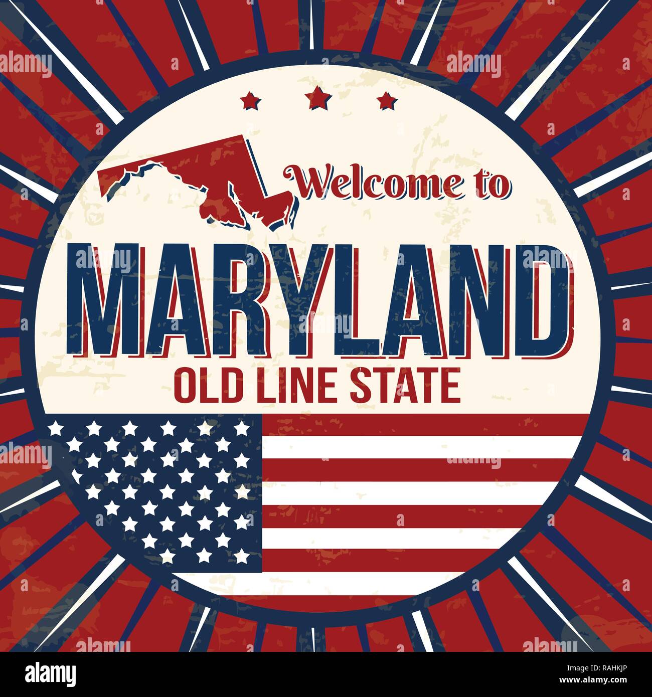 Welcome to Maryland vintage grunge poster, vector illustration Stock ...