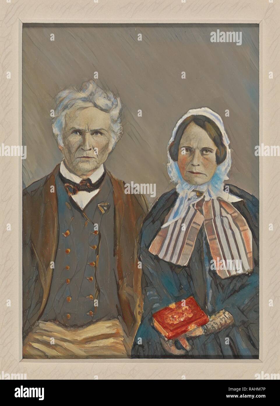 (Portrait of a couple), American, 1850s, Hand-colored salted paper ...