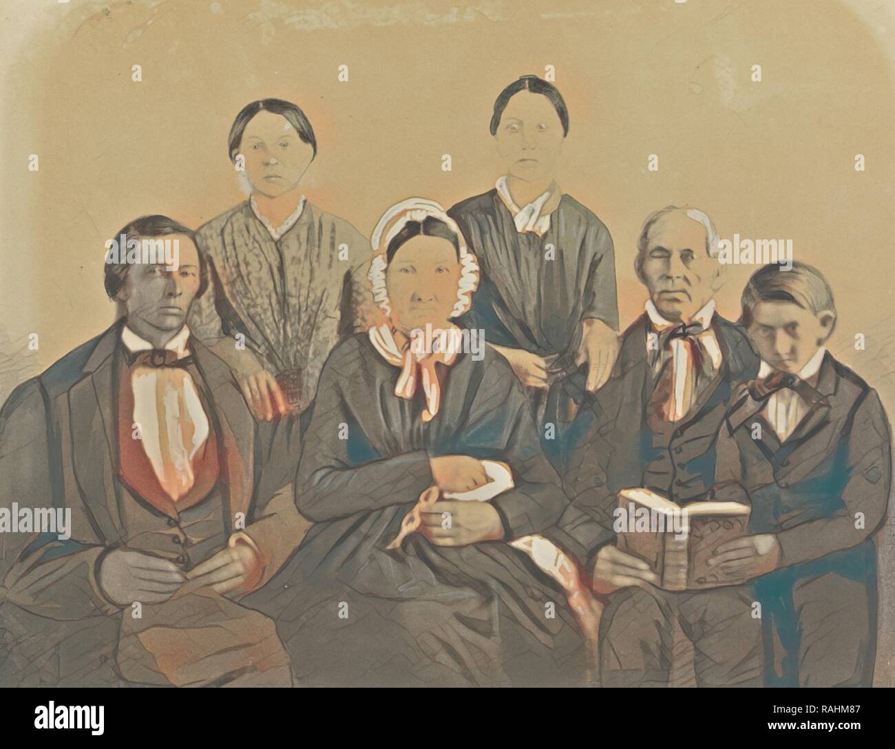 Group Portrait of the Pratt,King Family, American, 1848, Hand-colored ...