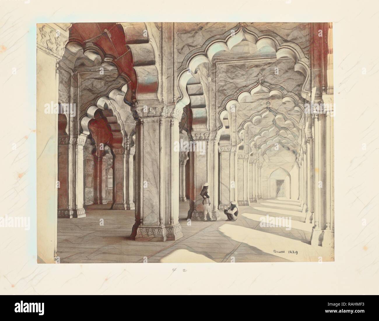 Agra, Interior of the Motee Musjid, Showing the Marble Saracenic Arches ...