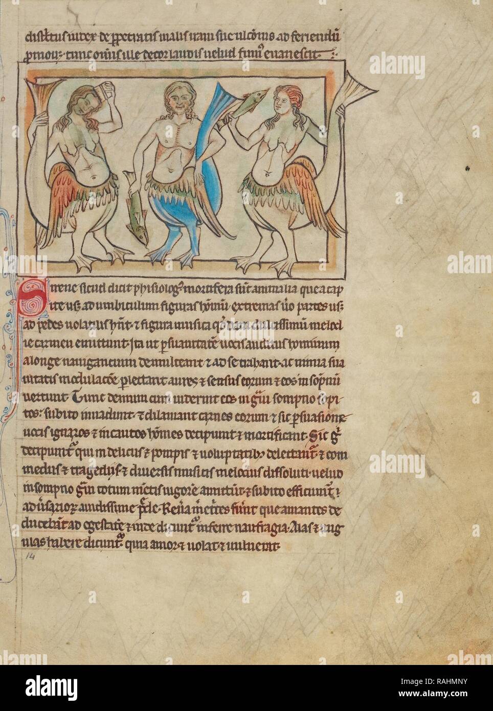 Sirens, England, about 1250 - 1260, Pen-and-ink drawings tinted with ...