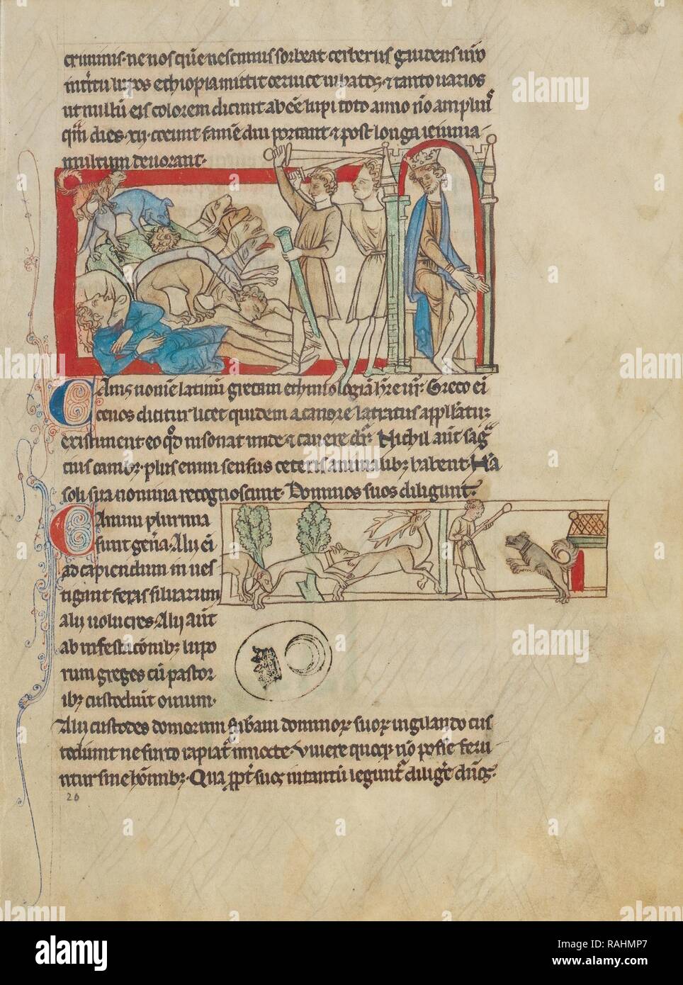 Dogs, England, about 1250 - 1260, Pen-and-ink drawings tinted with body ...