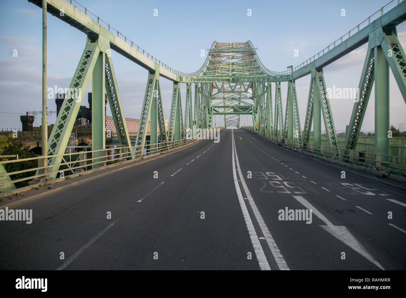 Silver Jubilee Bridge spanning Halton (Widnes and Runcorn), a through ...