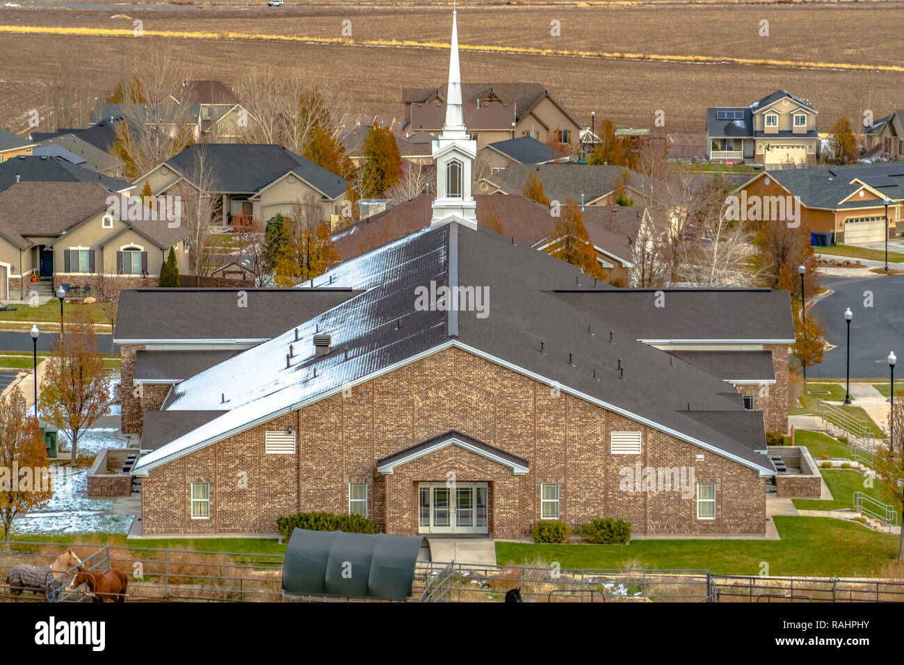 Mormon LDS Church in Utah Valley with snow Stock Photo - Alamy