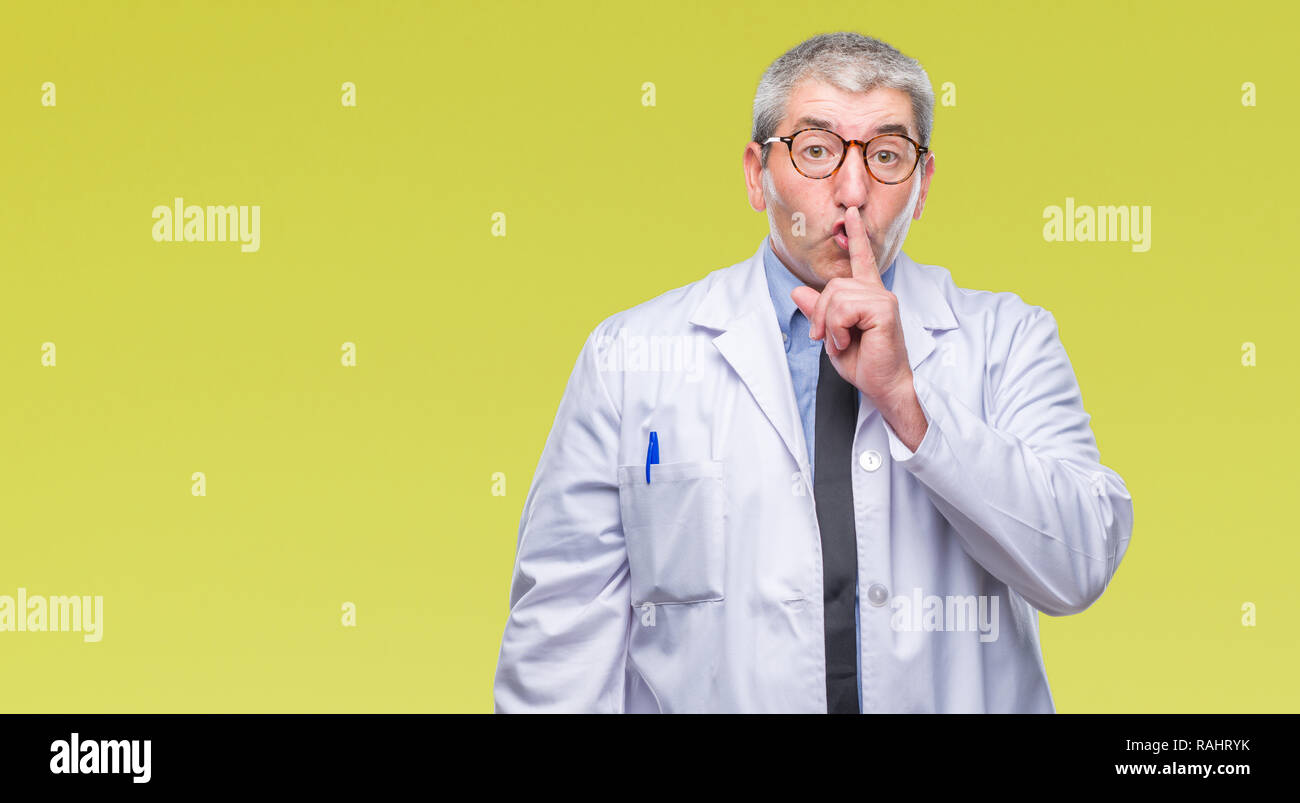 Handsome senior doctor, scientist professional man wearing white coat ...