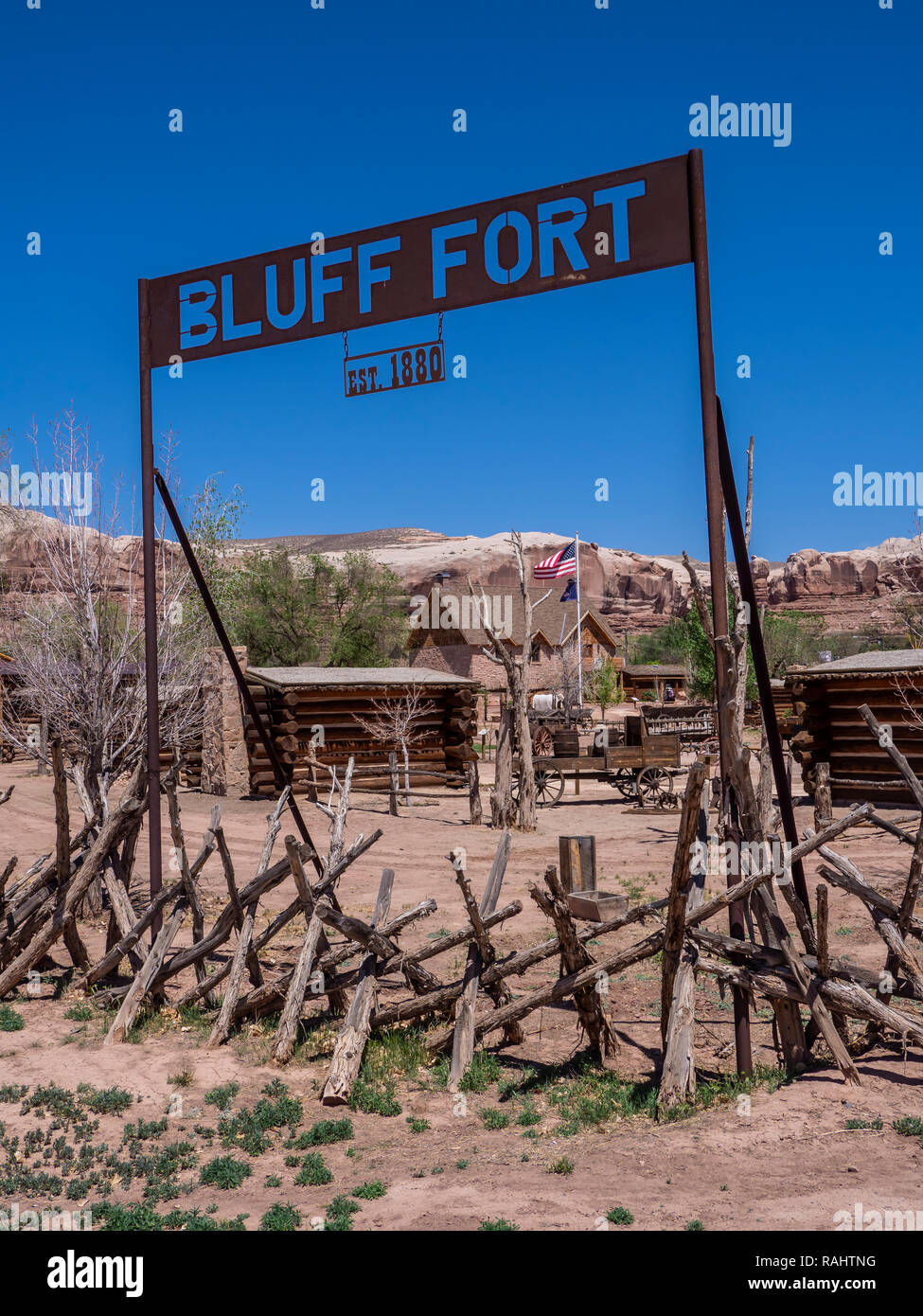 Bluff Fort entry sign, Bluff, Utah Stock Photo - Alamy