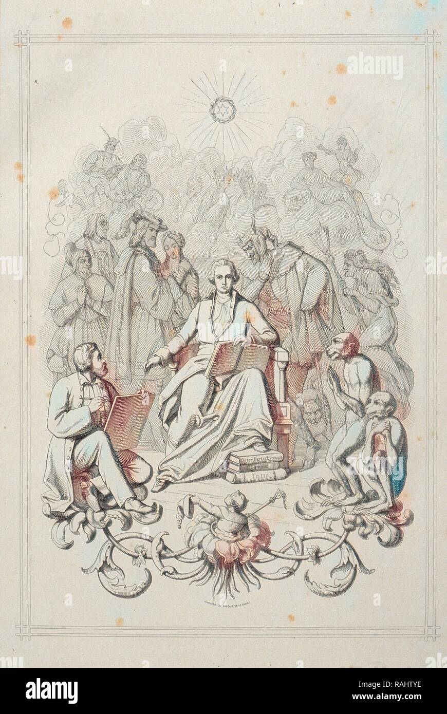 Frontispiece: portrait of Goethe with his characters, Faust: eine ...