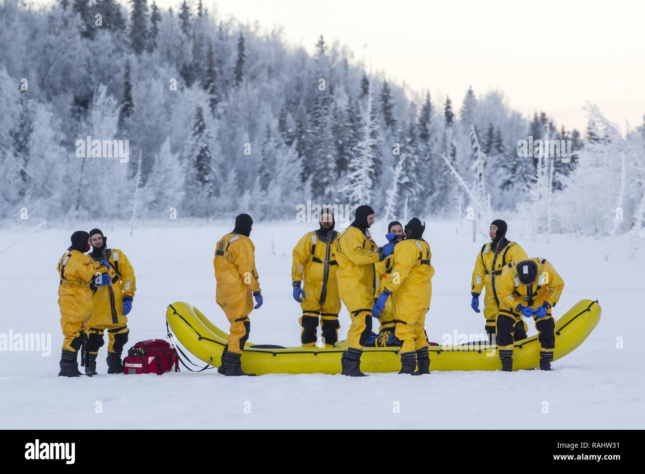 U.S. Air Force fire protection specialists, assigned to the 673rd Civil ...