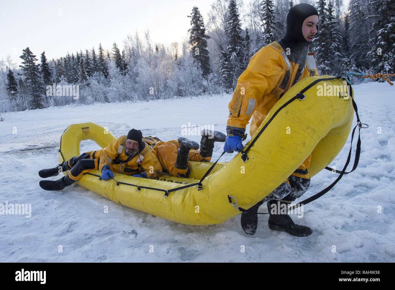 U.S. Air Force fire protection specialists assigned to the 673rd Civil ...