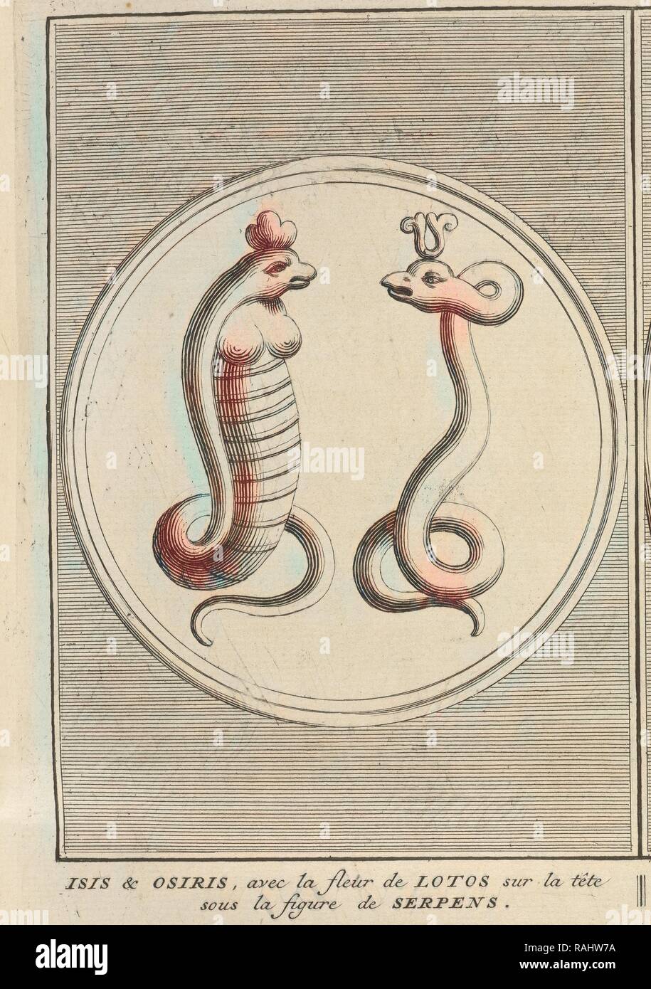 Isis and Osiris in the Likeness of Snakes, with Heads Crowned by Lotus ...