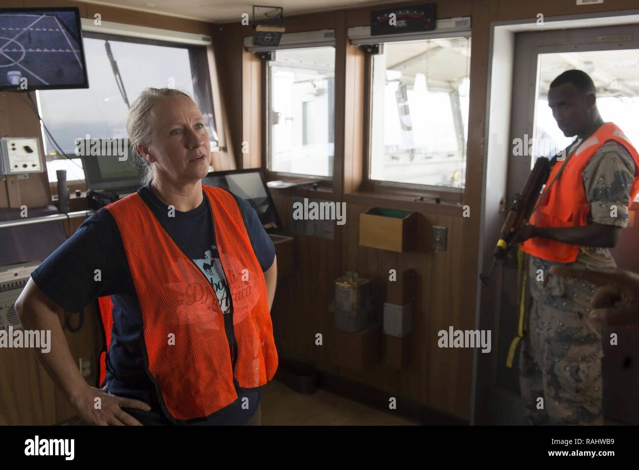 U.S. Army Sgt. 1st Class Annette Aldridge, left, is interrogated by a ...