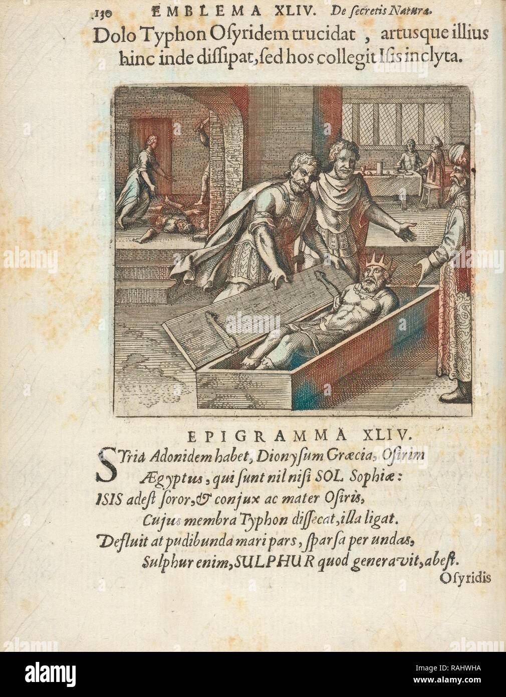 Emblema XLIV: Dolo Typhon Osyridem trucidat, artusque illius hinc inde ...