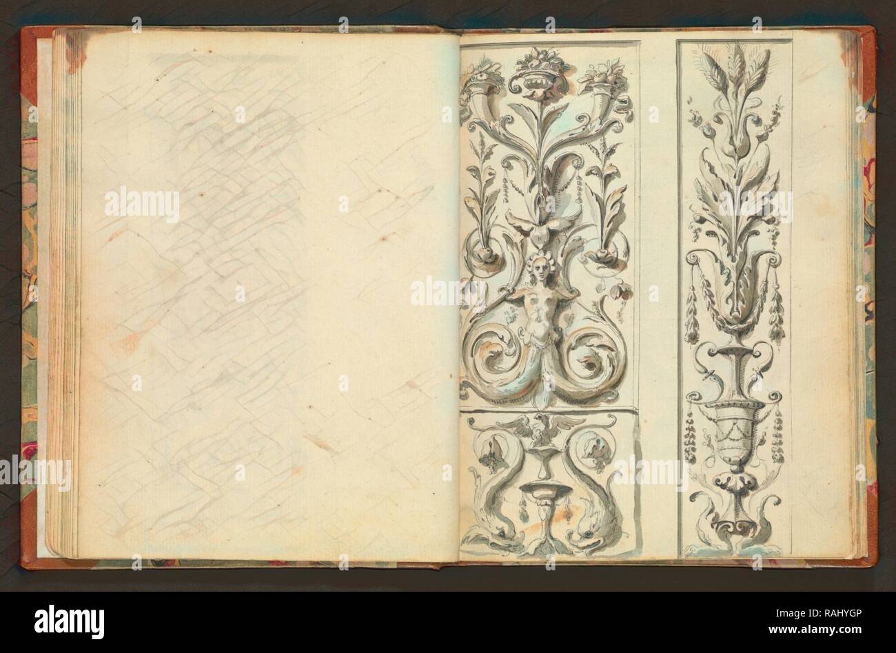 Sketchbook of ornamental and decorative designs, 18th century, pencil ...