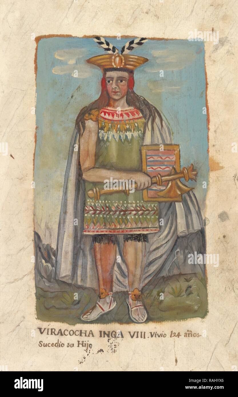 Portraits of Inca kings and an Inca queen, oil on vellum, not before ...