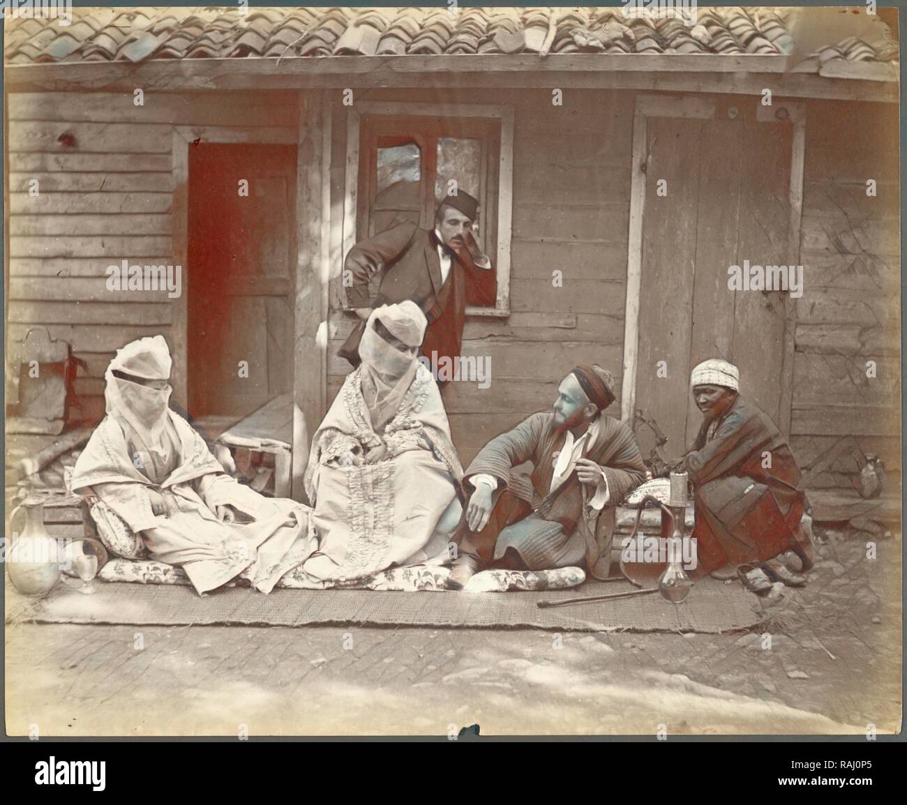 Turkish sheikh and his wives, orientalist photography, Abdullah frères ...