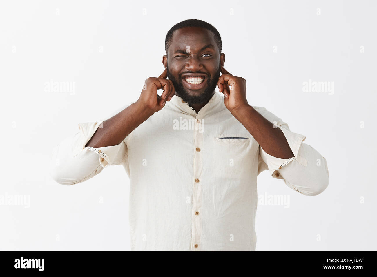 Portrait young disturbed man showing hi-res stock photography and ...