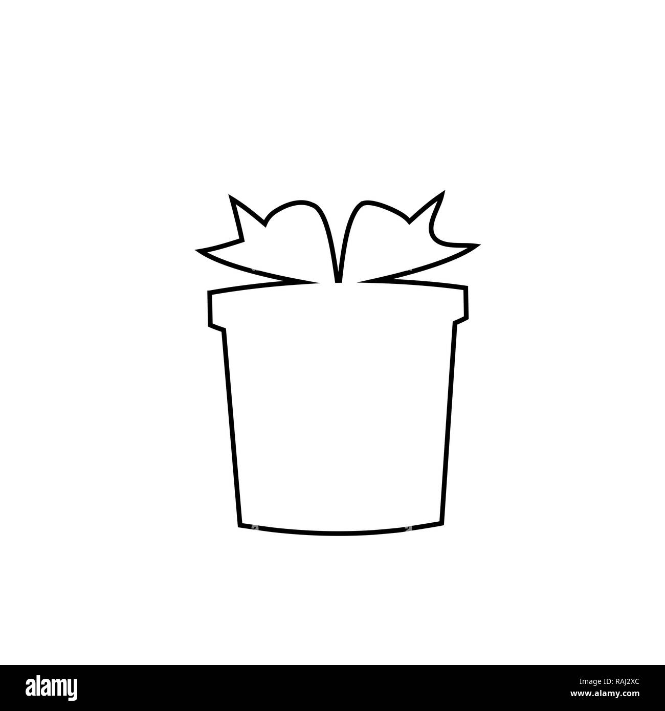 Wrapped Gift Clipart B W