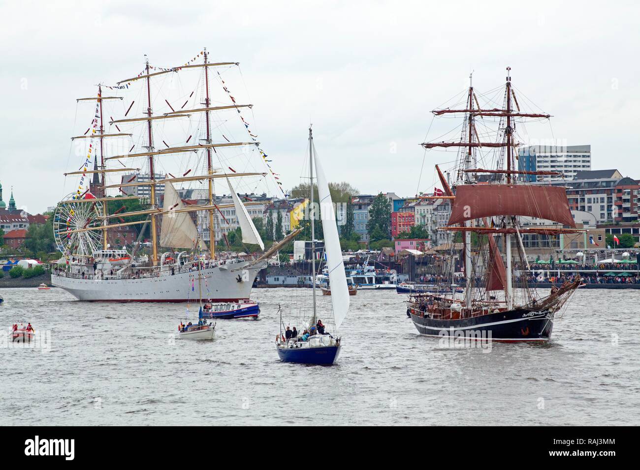 Sailing ship, parade of ships, anniversary of the Port of Hamburg Stock ...