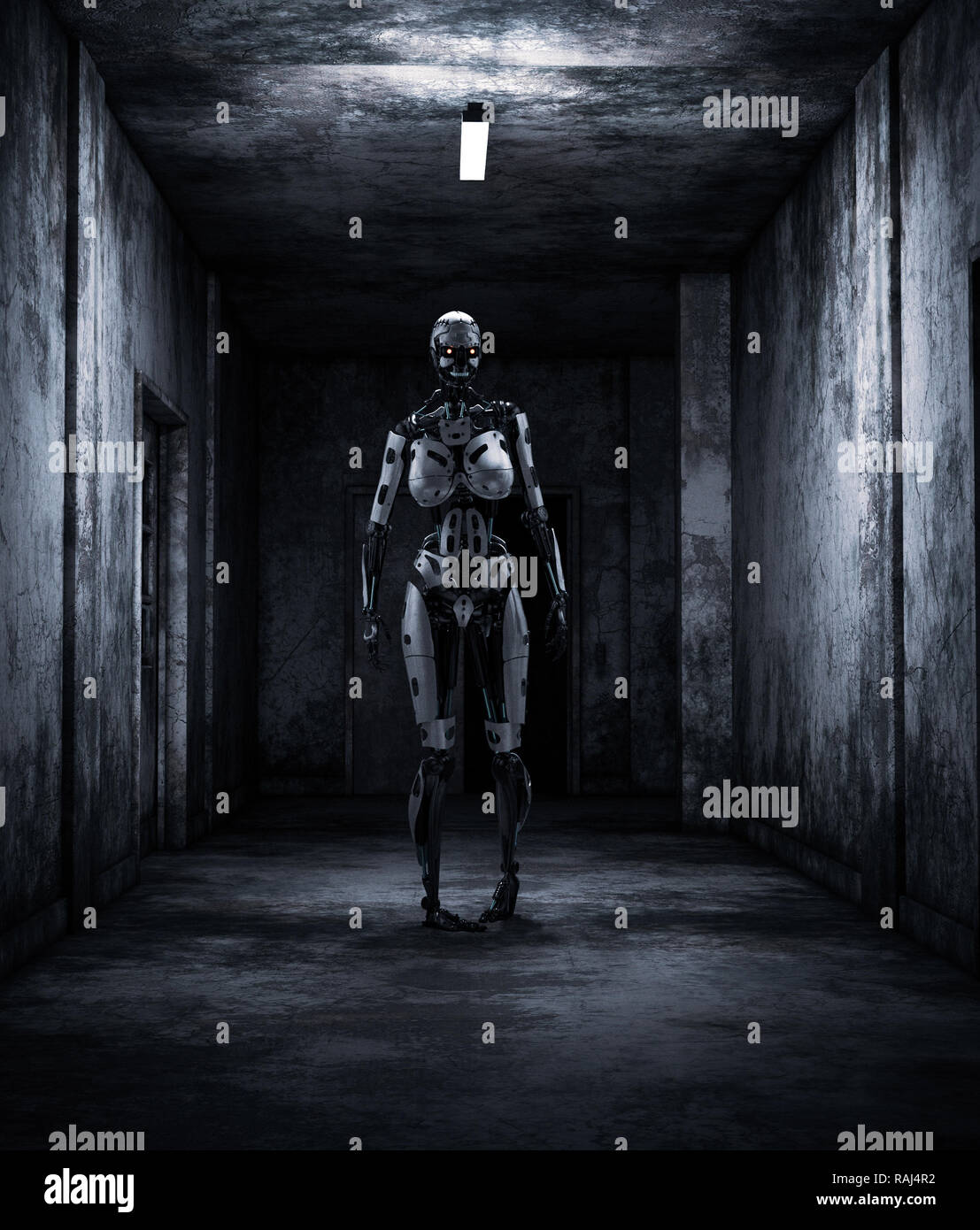 Robot in haunted house,3d illustration Stock Photo - Alamy