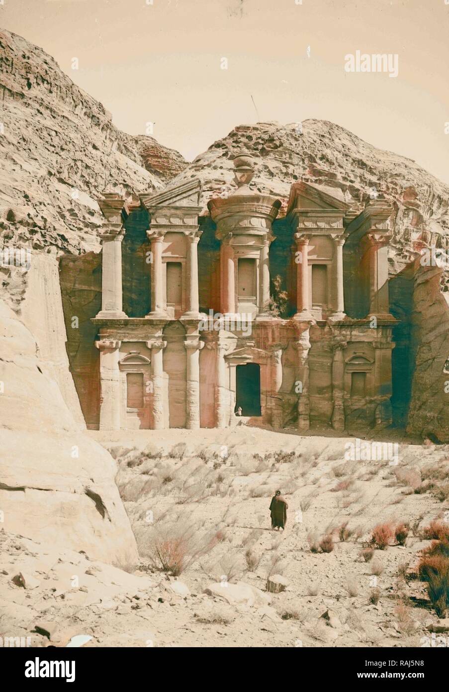 Petra in Transjordan. Temple of Ed-Deir from the W 1900, Jordan, Petra ...