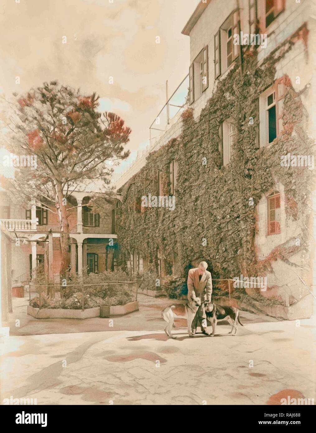 Mr. Oliver's school, Ras-el-Matn. Inner courtyard, Mr. Oliver & his ...