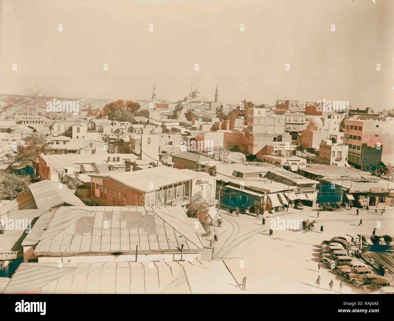 Damascus, Panorama in 2 sections of Damascus from Ommayade Hotel ...