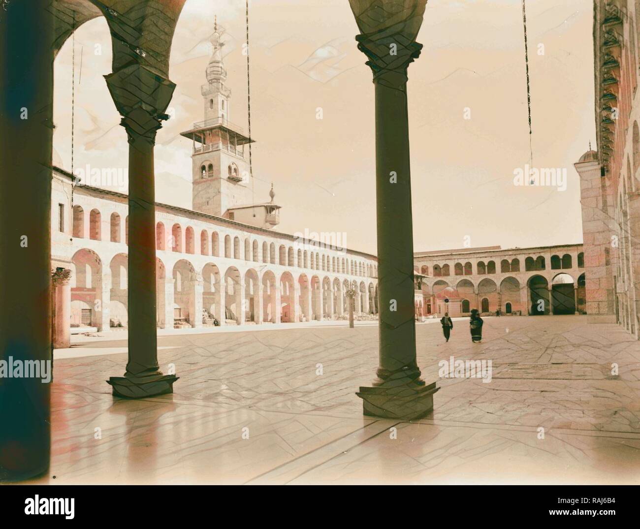 Damascus, The Ommayad Mosque. General view of courtyard and main ...