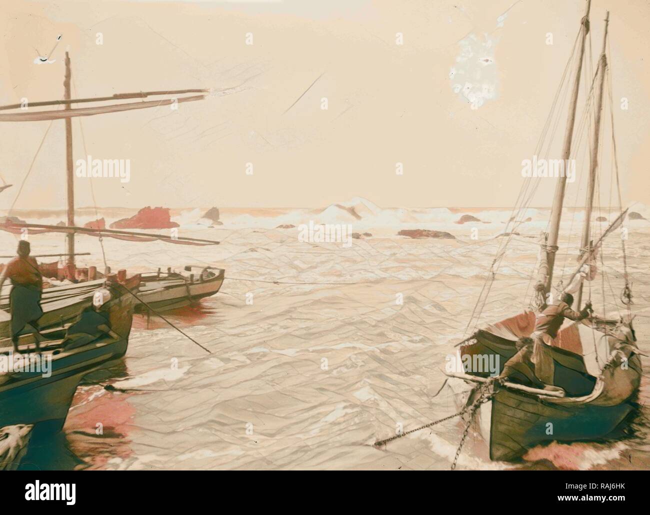 Jaffa (Joppa) and environs. Rough sea at Jaffa 1900, Israel, Tel Aviv ...