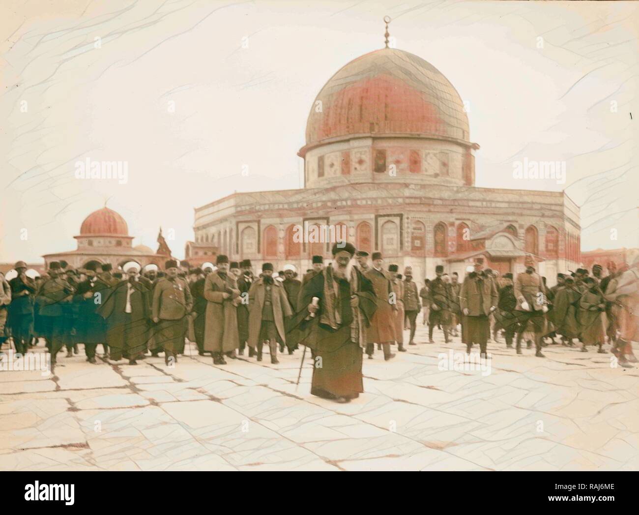 Enver Pasha and Jamal (Cemal) Pasha visiting the Dome of the Rock ...