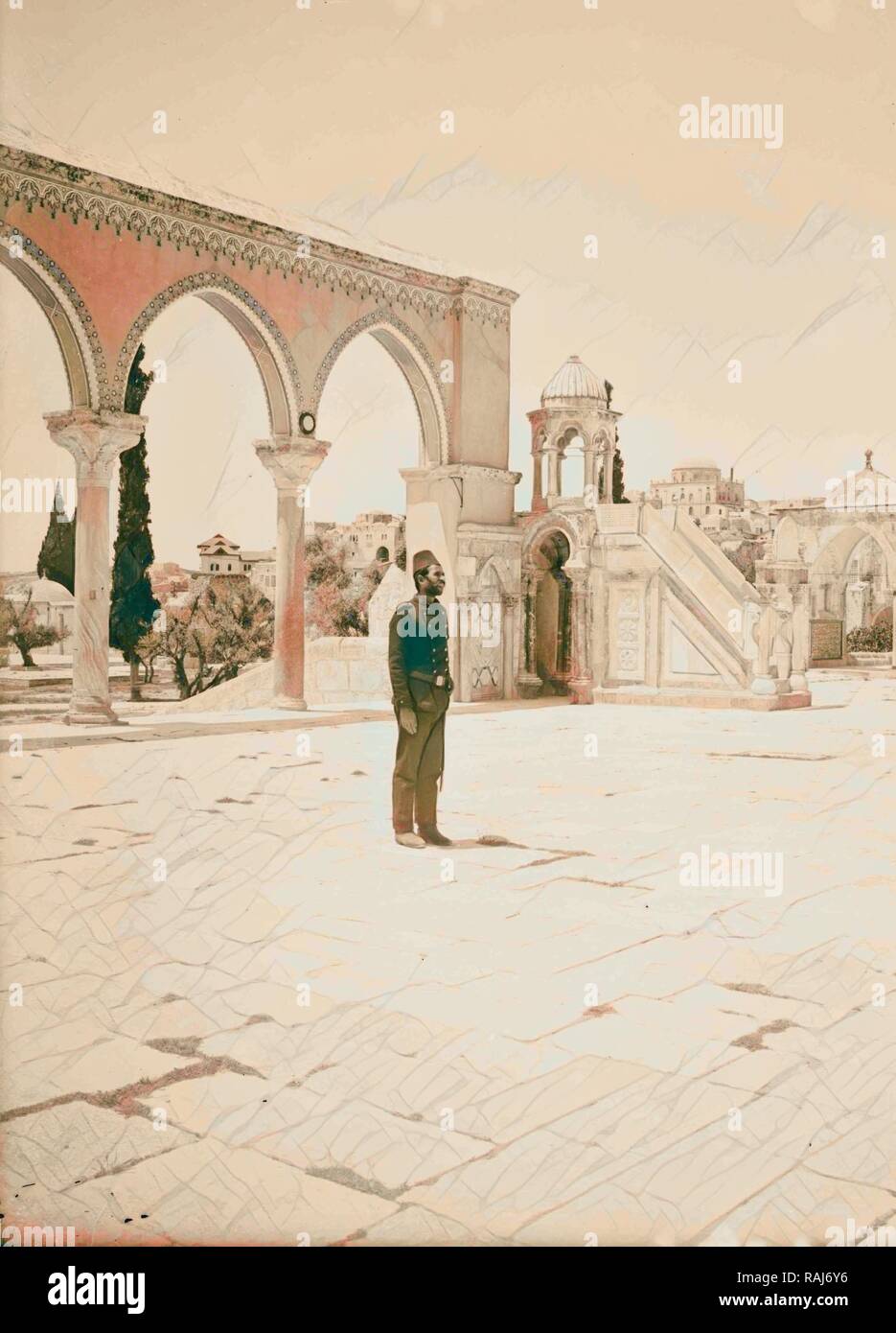 Temple area, Mosque of Omar, Dome of the Rock, Colonnade and Pulpit of ...