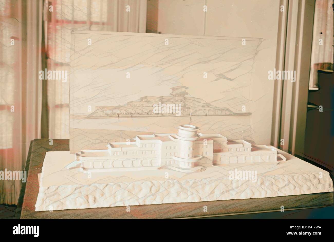 Model of Lydda Air terminus building. 1934, Israel, Lod. Reimagined by ...