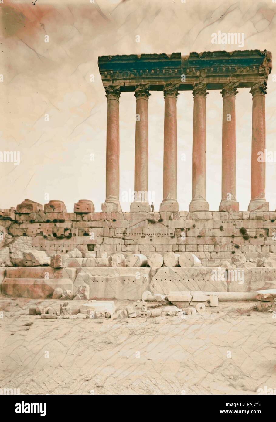 Baalbek. Temple of Jupiter from the S. 1936, Lebanon, Baʻlabakk ...