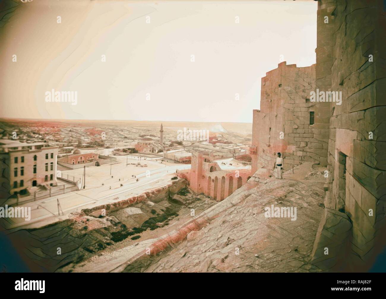 Aleppo from the castle showing moat & entrance. 1936, Syria, Aleppo ...