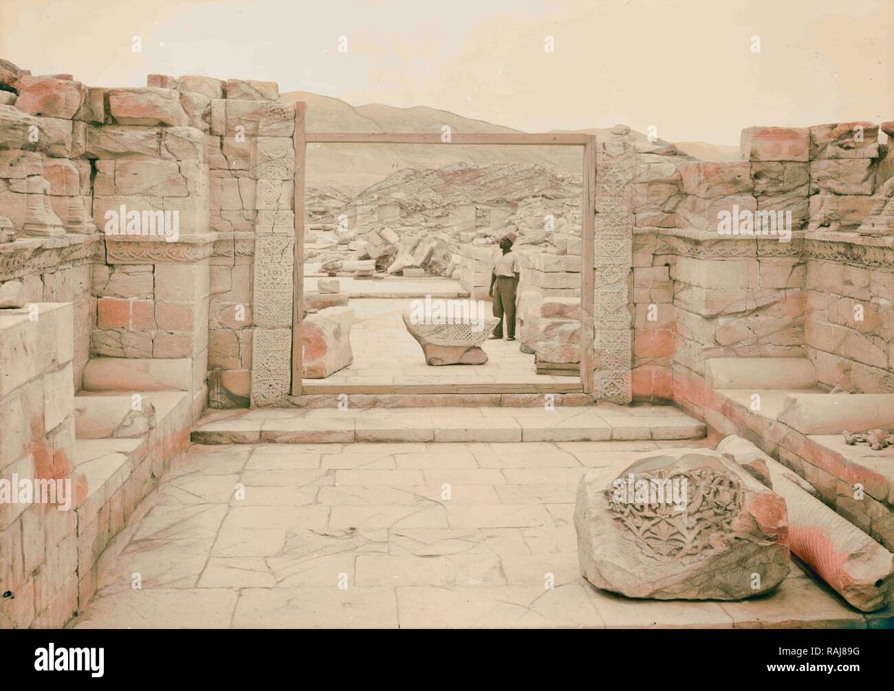 Excavations at Khirbet Mefjer near Ain el-Sultan, Jericho. East gate of ...