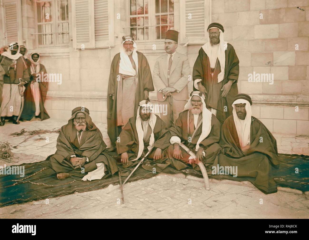 Aref el Aref & Bedouin sheikhs 1934, Middle East. Reimagined by Gibon ...
