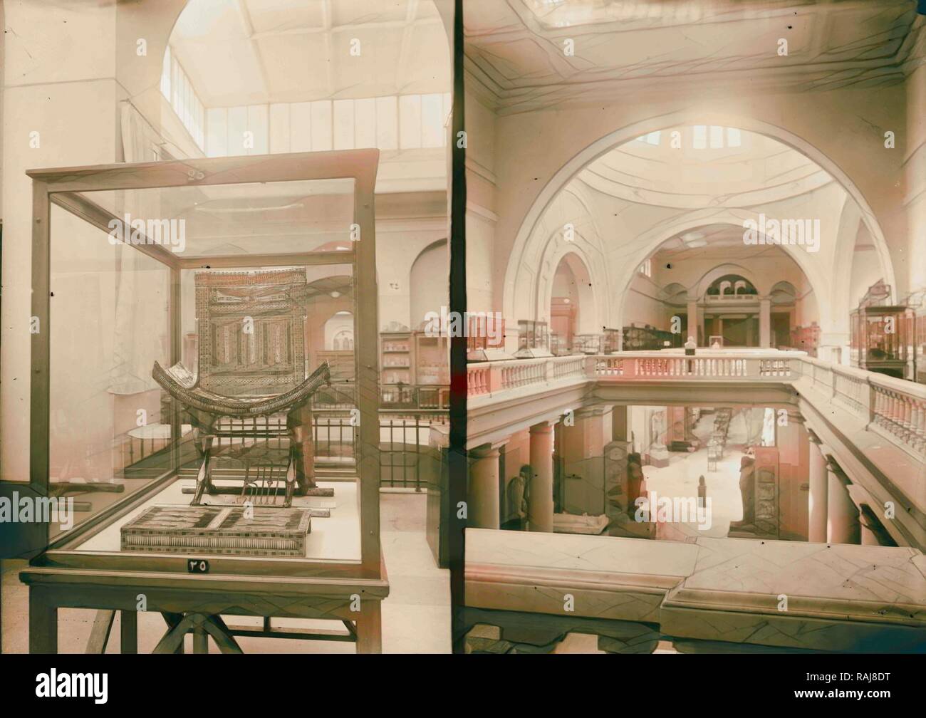 Egypt. Cairo. The museum. Wooden chair & foot stool inlaid with ivory ...