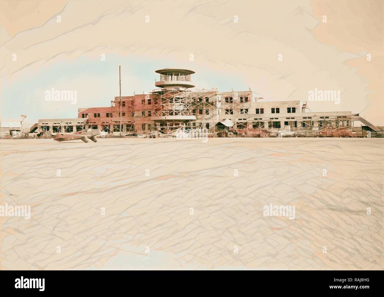 Lydda Airport. Airport building in construction. 1934, Israel, Lod ...