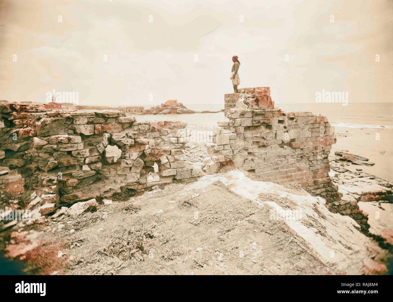 Caesarea, Kaisarieh, Overlooking northern Crusader rampart. 1938 ...