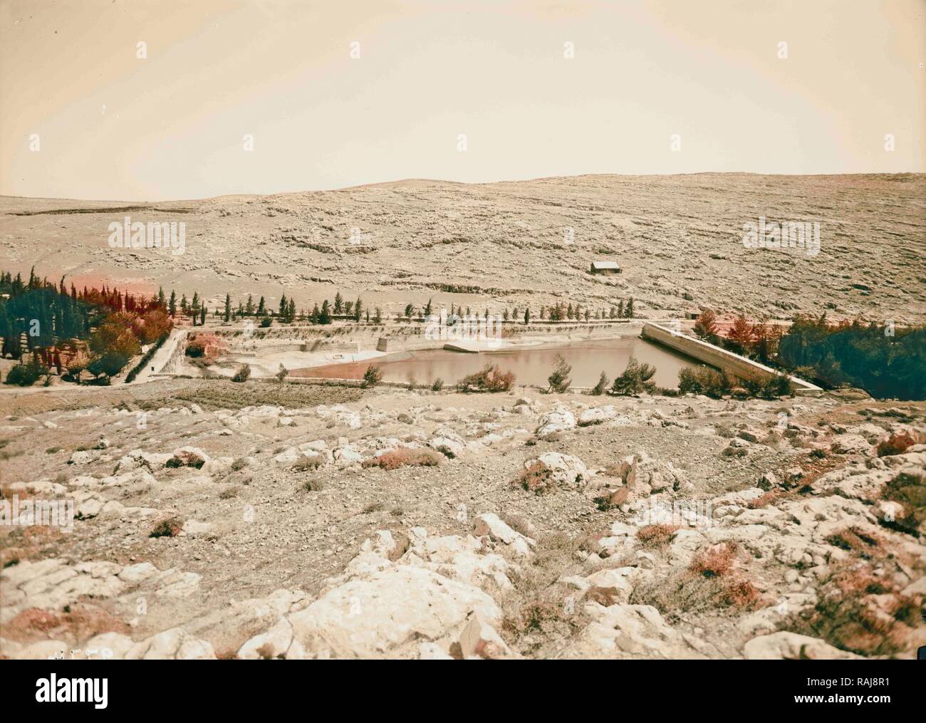 Solomon's Pools & ancient aqueducts The second or middle pool from the ...