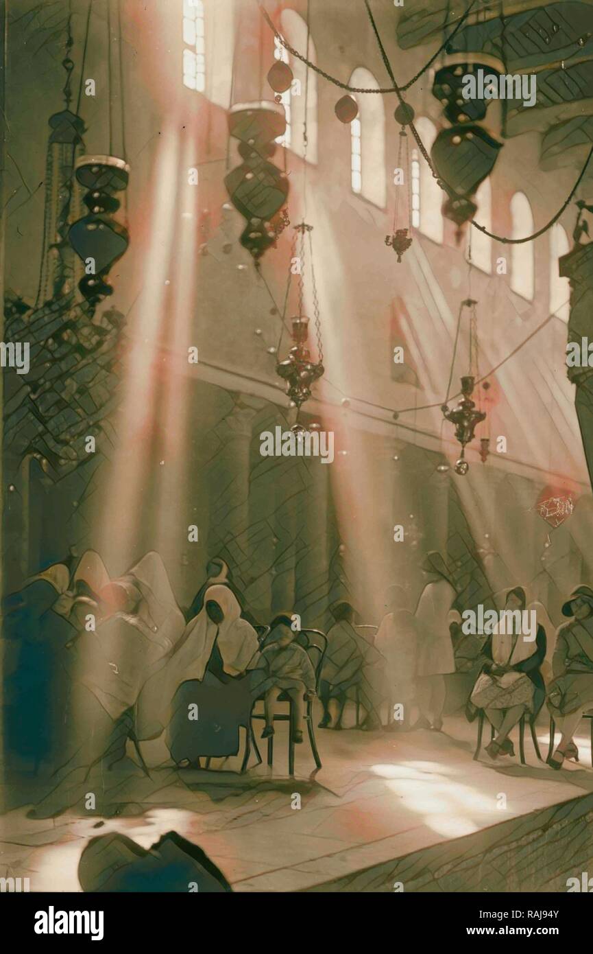 Light-rays in Church of Nativity in Bethlehem. 1898, Israel. Reimagined ...