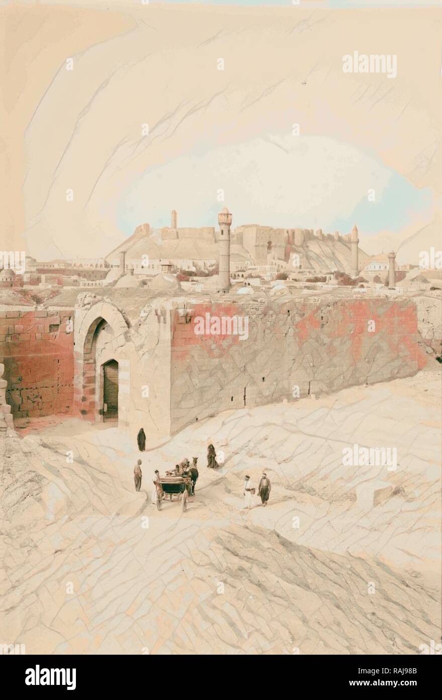 The citadel (castle), Aleppo. 1898, Syria, Aleppo. Reimagined by Gibon ...