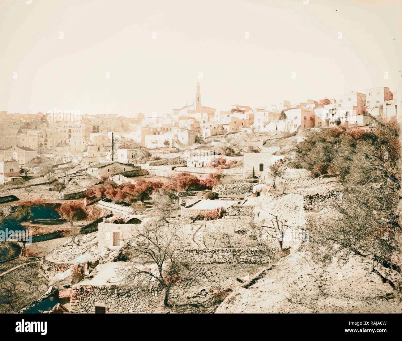Bethlehem (Beit-Lahm) and surroundings. General view of Bethlehem 1898 ...