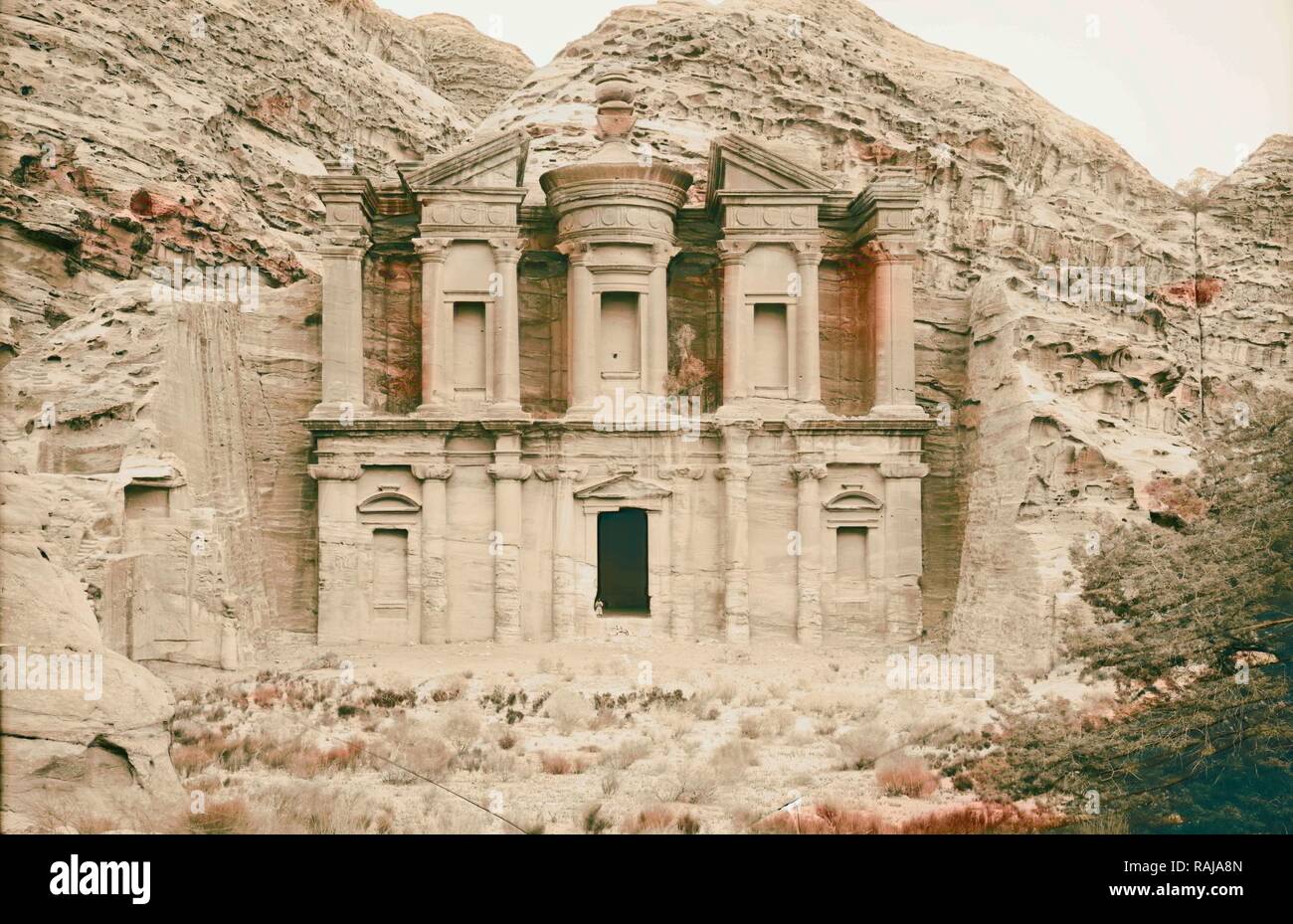 Petra. Temple of Ed-Deir, front view American Colony, Jerusalem. 1898 ...