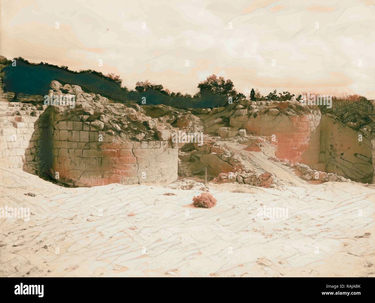 Herodian towers and city gate of Samaria, ruins. 1898, Israel ...