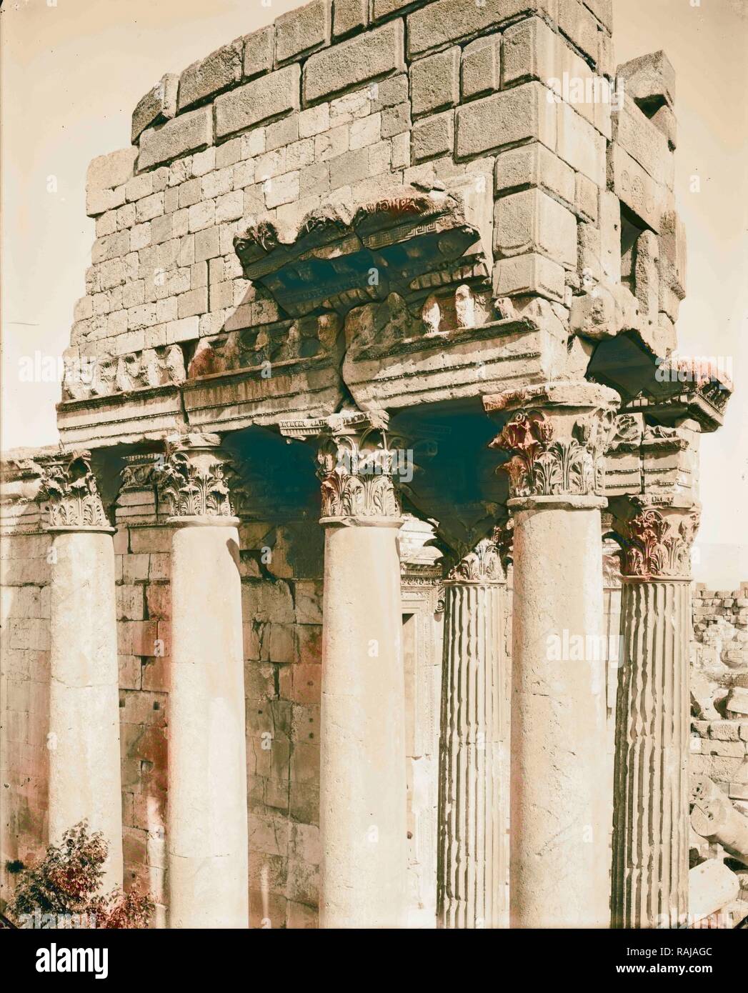 Capitals in ruins, Baalbek. 1898, Lebanon, Baʻlabakk. Reimagined by ...