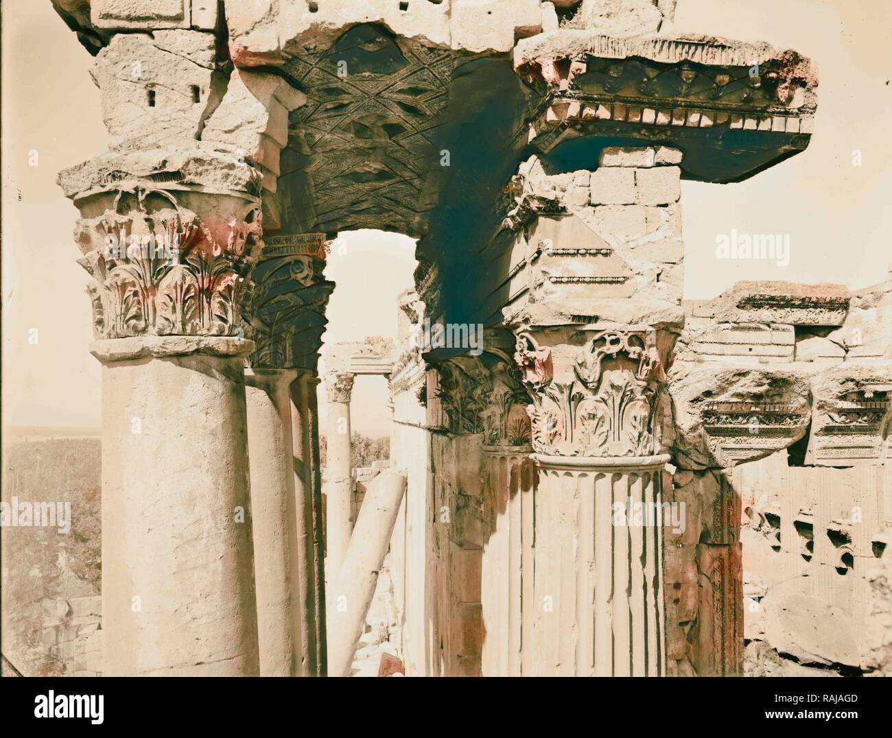Temple of Bacchus, Baalbek. 1898, Lebanon. Reimagined by Gibon. Classic ...