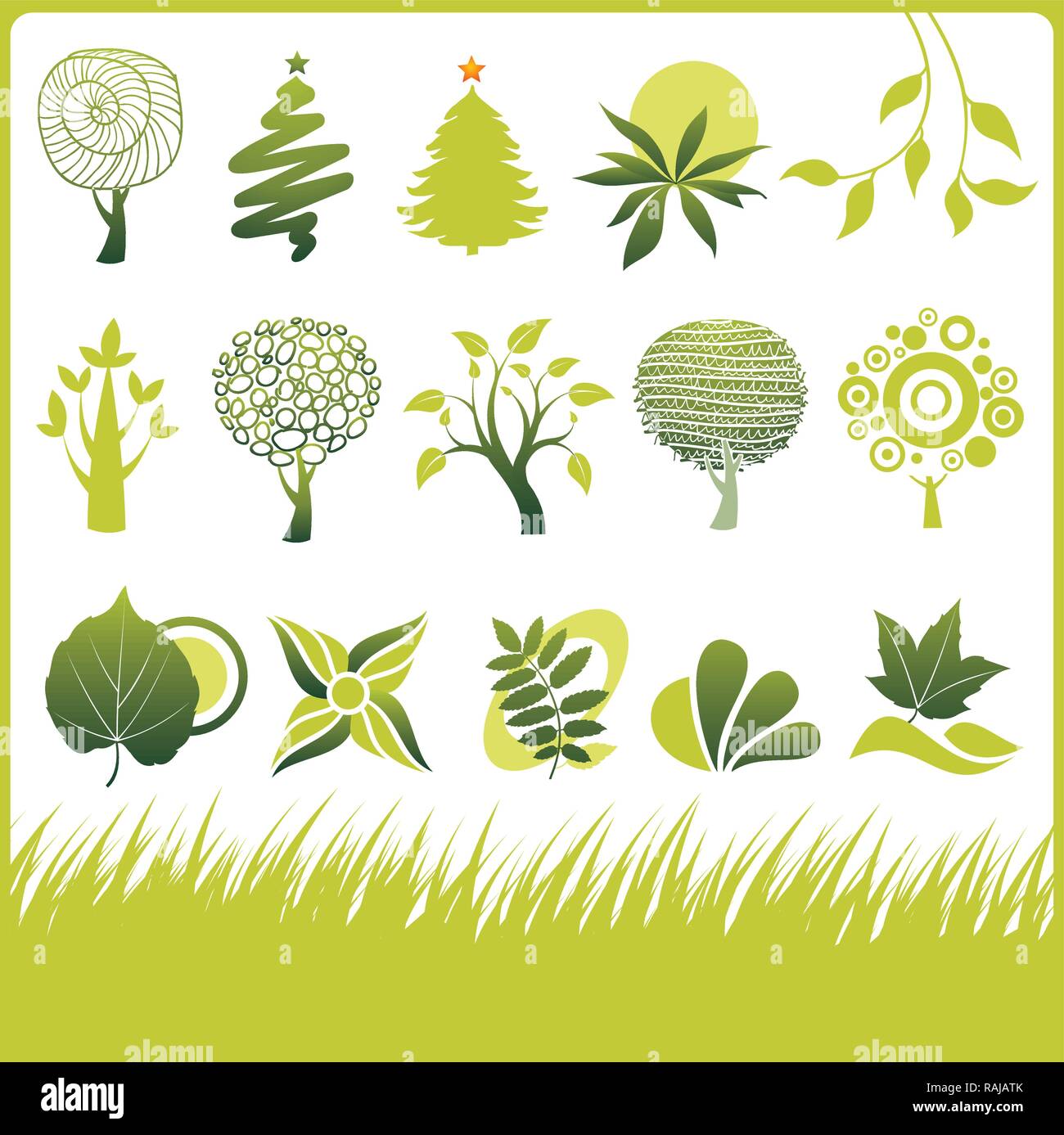 Collection Eco Design Elements, Isolated On White Background, Vector ...