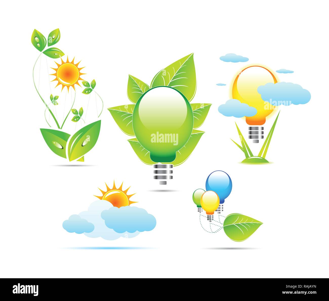 Collection Eco Design Elements, Isolated On White Background, Vector ...